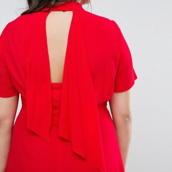 ASOS Curve | Dresses | Asos Curve Plus Size Fit And Flare Red Dress ...